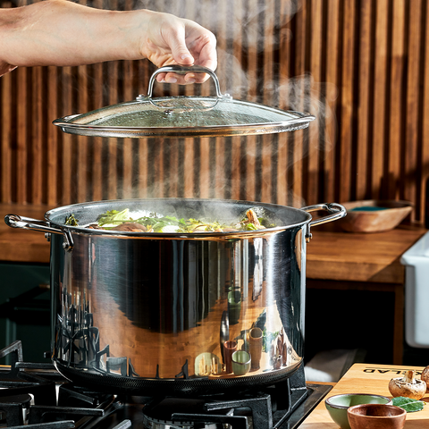 12QT Hybrid Stock Pot with Lid (11.35L) | HexClad Canada